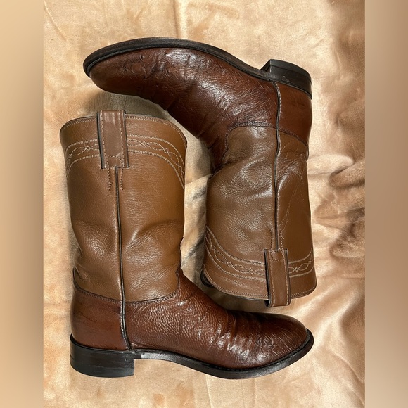 Justin Boots | Shoes | Mens Justin 323 Ostrich Roper Style Boots Size ...